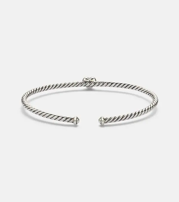 David Yurman 14kt Gold And Sterling Micro Cable Flex Heart Station Bracelet