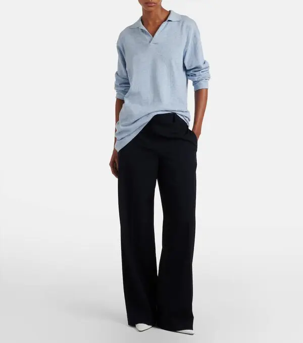 THE ROW Niosa Cotton And Linen Polo Sweater