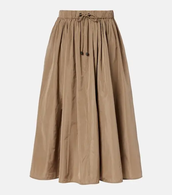 Max Mara Lonza Taffeta Midi Skirt - Brown