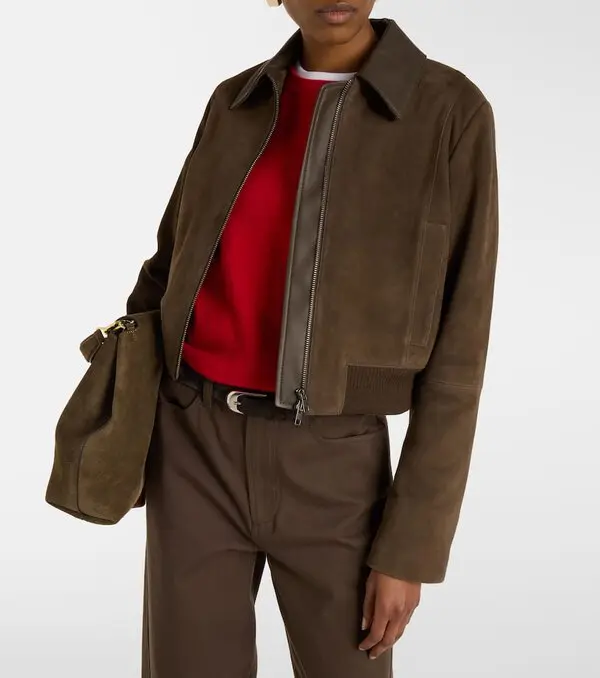 Vince Suede Blouson Jacket - Brown
