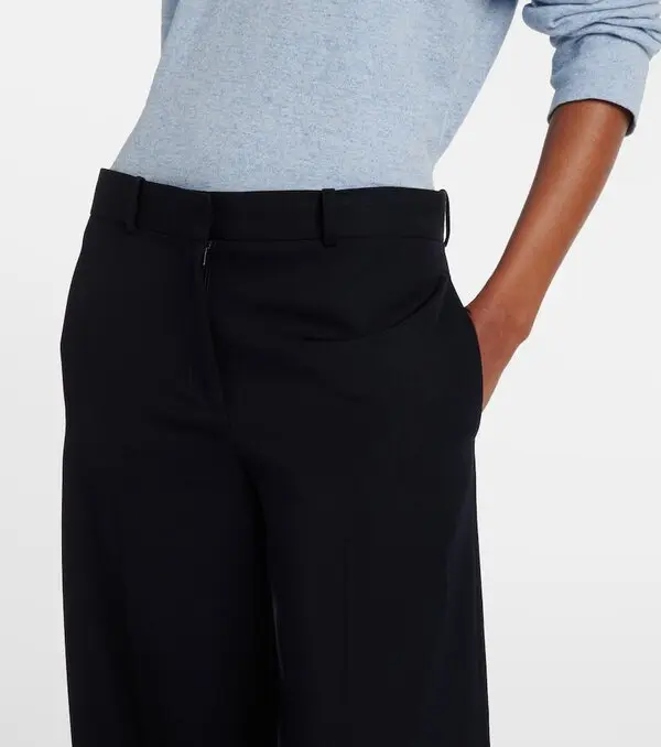 THE ROW Dender Wool Gabardine Wide-leg Pants