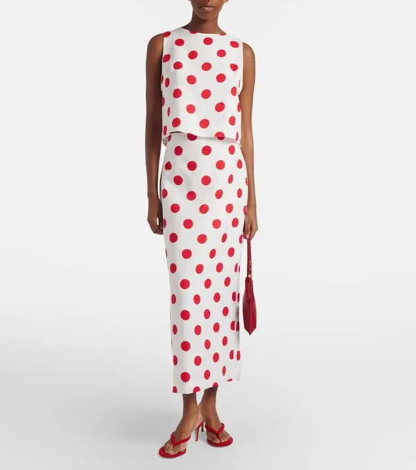 CALA DE LA CRUZ Avelino Polka-dot Linen Crop Top