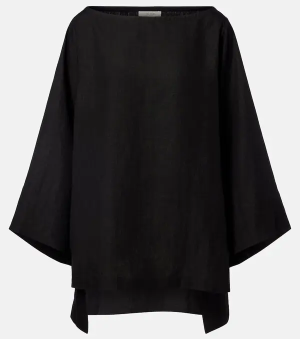 THE ROW Junia Linen Top - Black