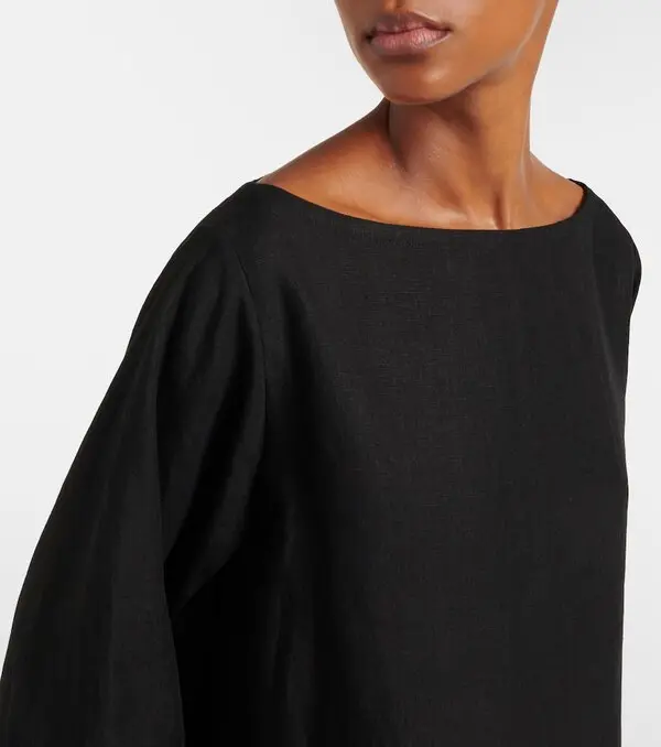 THE ROW Junia Linen Top - Black