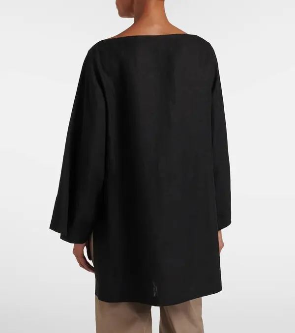 THE ROW Junia Linen Top - Black
