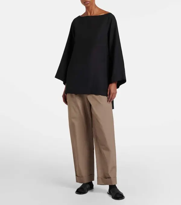 THE ROW Junia Linen Top - Black
