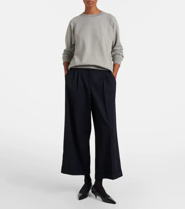 THE ROW Lior Wool Gabardine Wide-leg Pants - Black