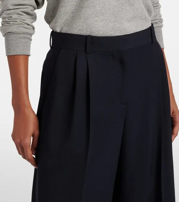 THE ROW Lior Wool Gabardine Wide-leg Pants - Black