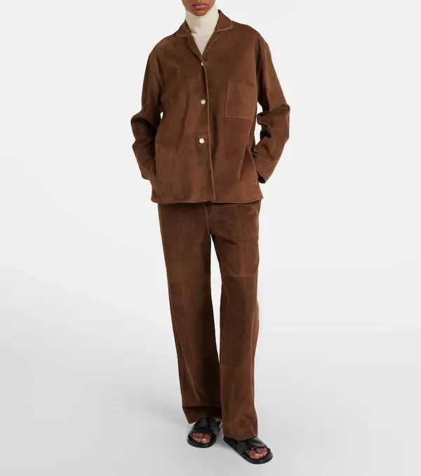 THE ROW Janine Suede Shirt - Brown