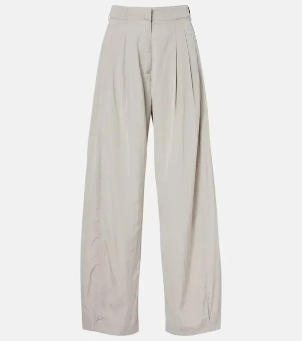 THE ROW Pleated Silk-blend Wide-leg Trousers