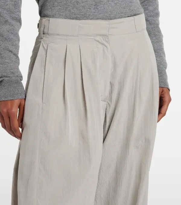 THE ROW Pleated Silk-blend Wide-leg Trousers