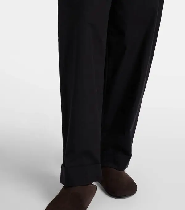 THE ROW Delano Cotton Straight Pants - Black