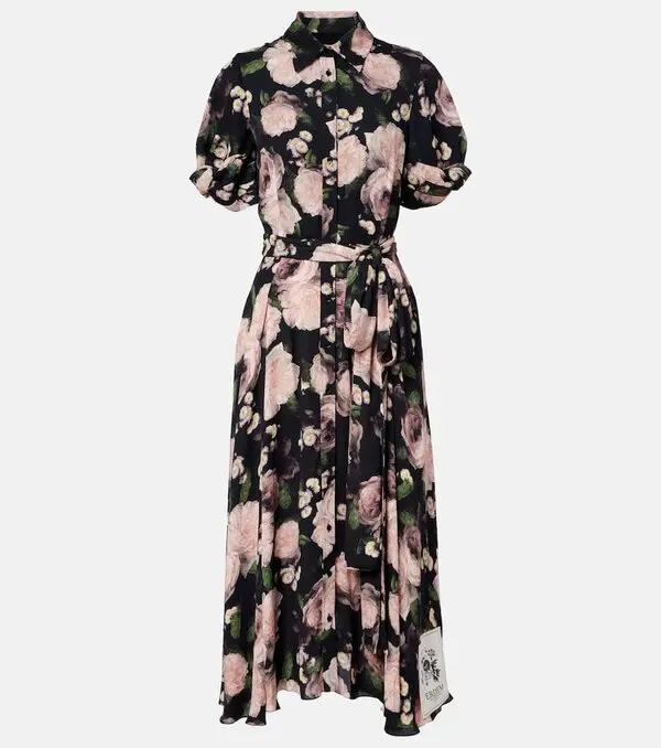 Erdem Floral Belted Shirt Dress