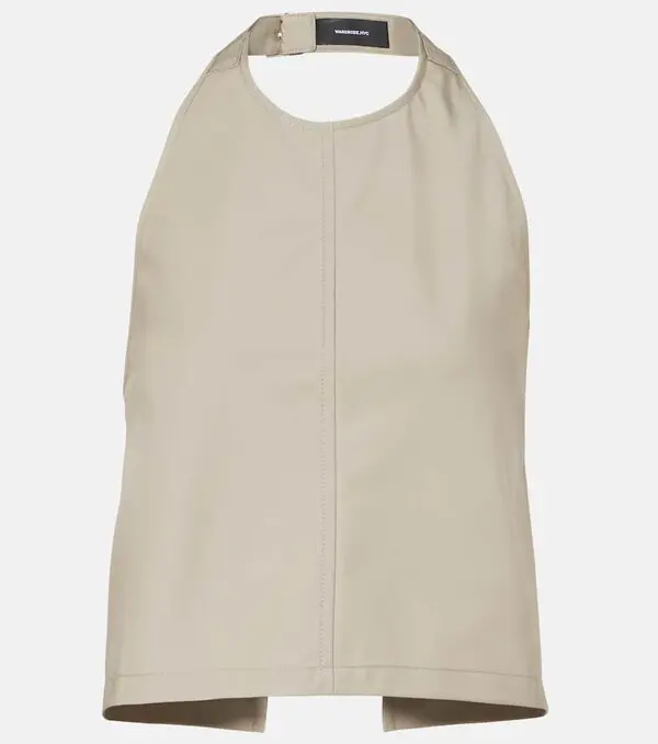 Wardrobe.NYC Halterneck Cotton-blend Top - Grey