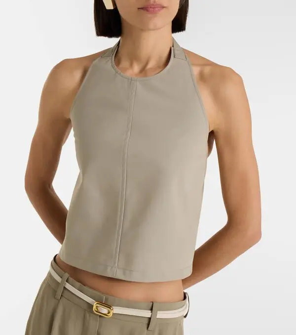 Wardrobe.NYC Halterneck Cotton-blend Top - Grey