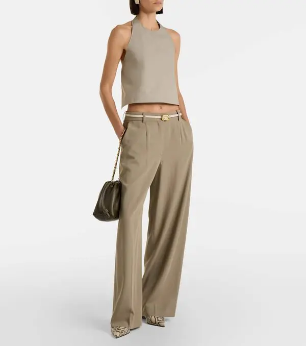 Wardrobe.NYC Halterneck Cotton-blend Top - Grey
