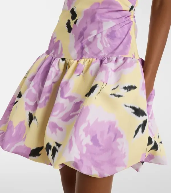 PATOU Floral Gathered One-shoulder Faille Minidress - Multicoloured
