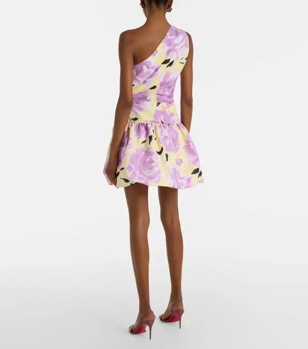 PATOU Floral Gathered One-shoulder Faille Minidress - Multicoloured