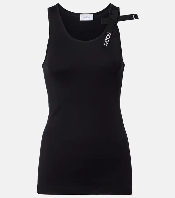 PATOU Logo Bow Detail Cotton Tank Top - Black