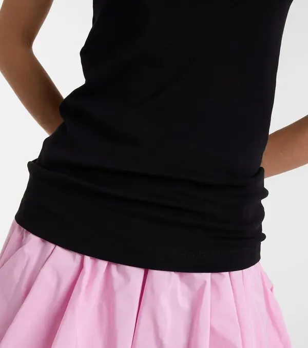 PATOU Logo Bow Detail Cotton Tank Top - Black