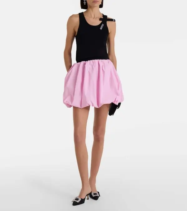 PATOU Logo Bow Detail Cotton Tank Top - Black