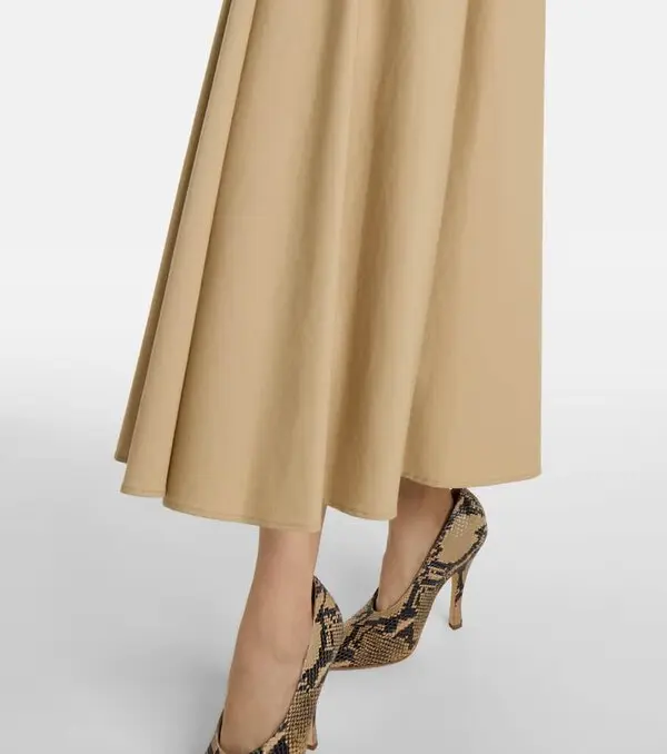 PATOU Gathered Cotton Midi Dress - Beige