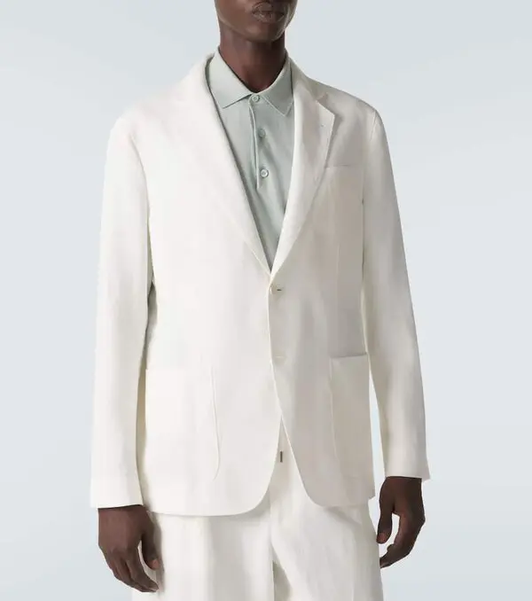 Giorgio Armani Upton Linen Canvas Blazer - White