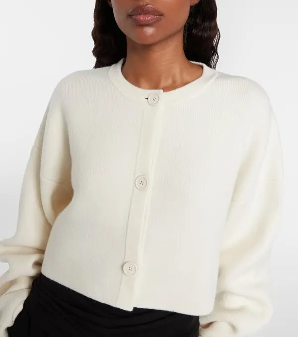 TOTEME Cropped Wool-blend Cardigan - White