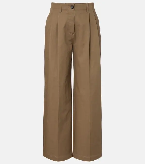 TOTEME Pleated Cotton Wide-leg Trousers