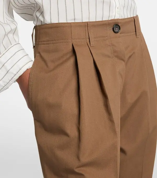 TOTEME Pleated Cotton Wide-leg Trousers