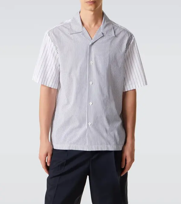 JIL SANDER Striped Cotton Bowling Shirt