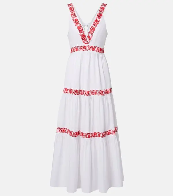 Heidi Klein Petalia Embroidered Cotton Midi Dress - White