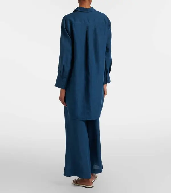 ERES Linen Wide-leg Pants - Blue