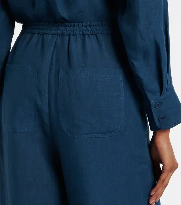 ERES Linen Wide-leg Pants - Blue