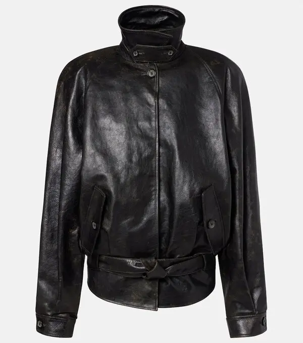Magda Butrym Belted Leather Jacket - Black