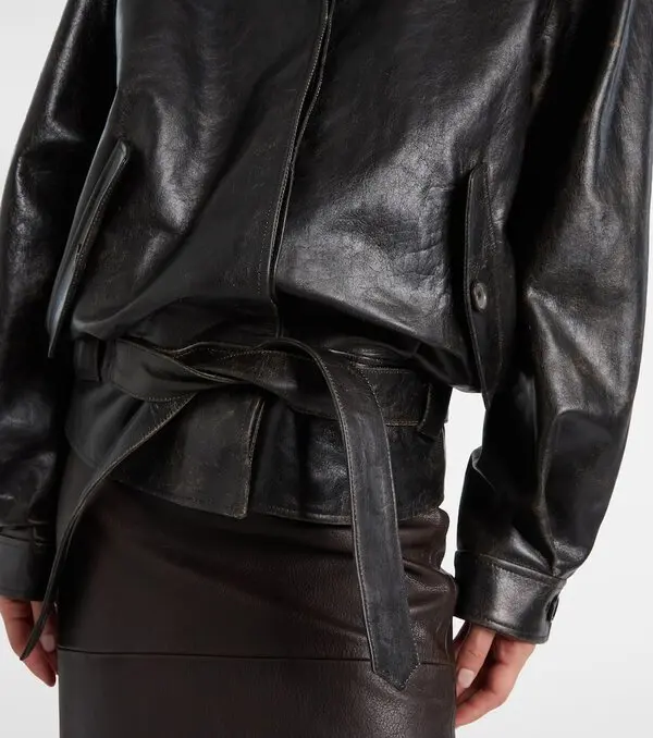 Magda Butrym Belted Leather Jacket - Black