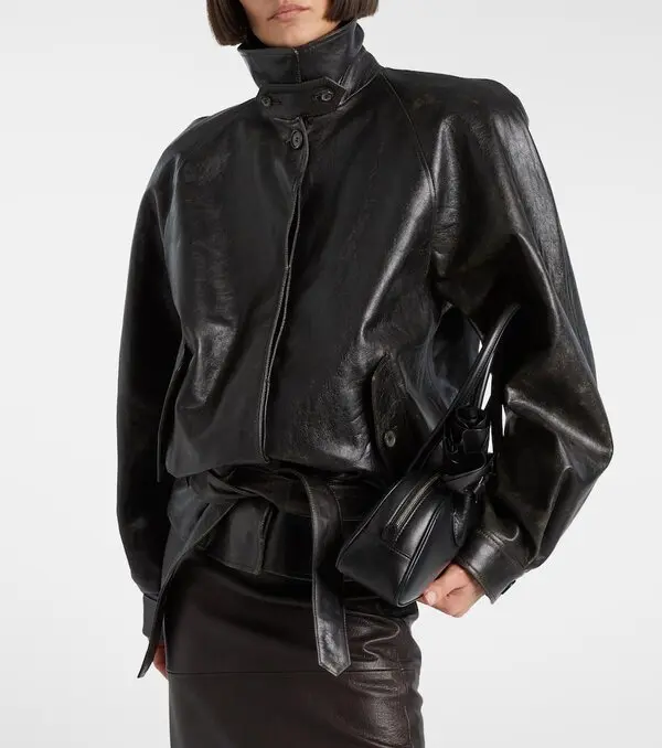 Magda Butrym Belted Leather Jacket - Black