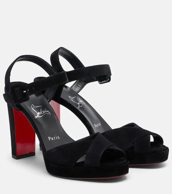 CHRISTIAN LOUBOUTIN Cora 100 Suede Sandals - Black