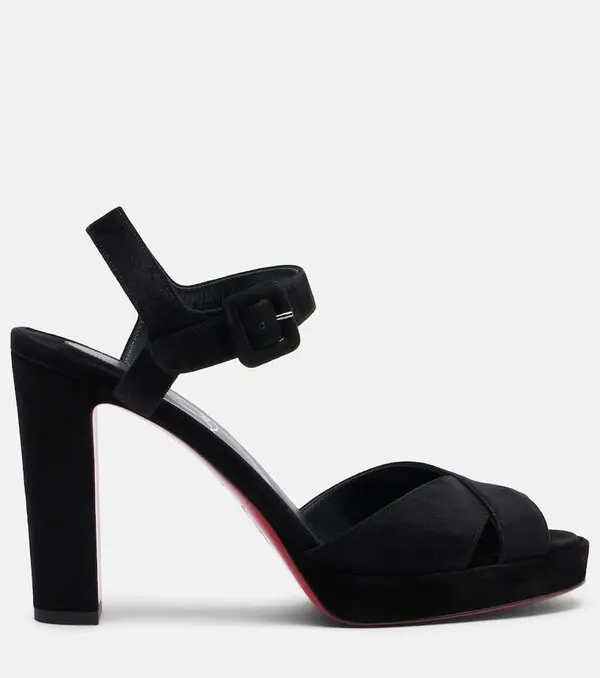 CHRISTIAN LOUBOUTIN Cora 100 Suede Sandals - Black
