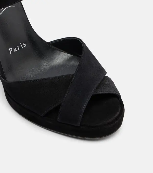 CHRISTIAN LOUBOUTIN Cora 100 Suede Sandals - Black