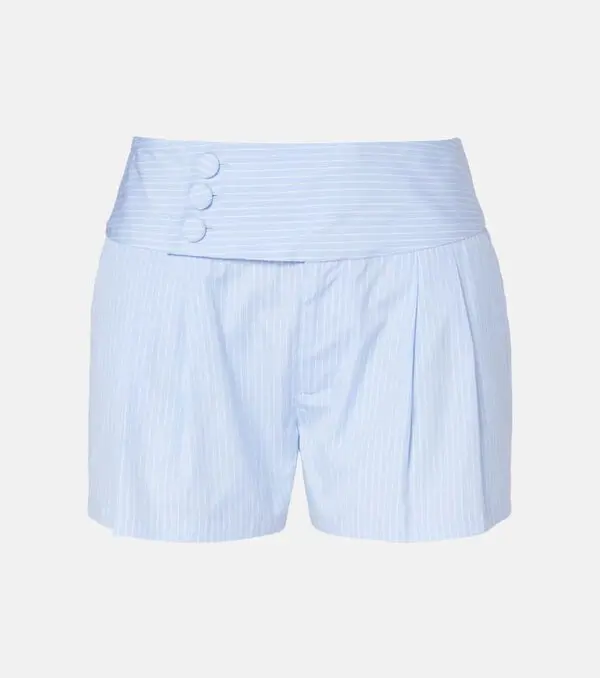 FRAME Harbor Striped Cotton Poplin Shorts - Blue