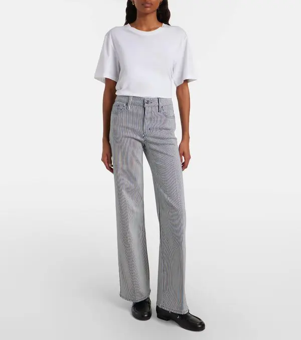 FRAME Le Slim Palazzo Striped Wide-leg Pants