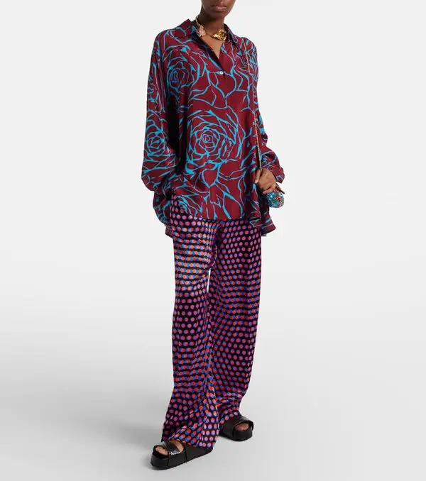 Dries Van Noten Polka-dot Silk Wide-leg Pants