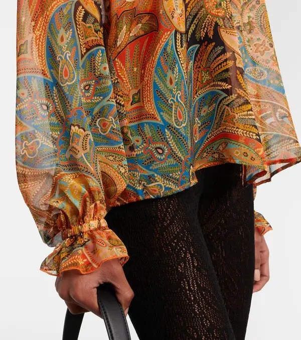 Etro Printed Ruffled Silk Shirt - Multicoloured