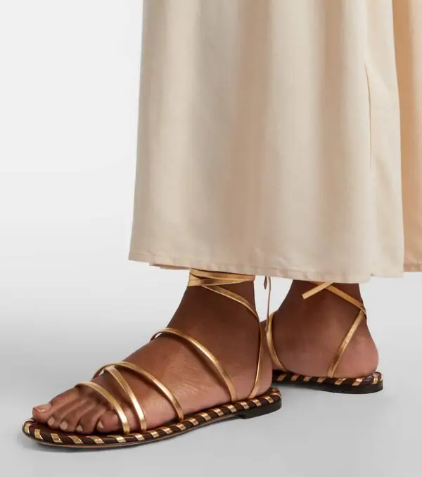 GIANVITO ROSSI Metallic Leather Sandals