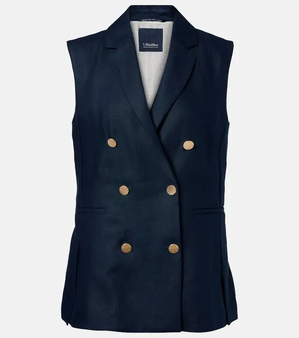 Max Mara Bird Linen Vest - Blue