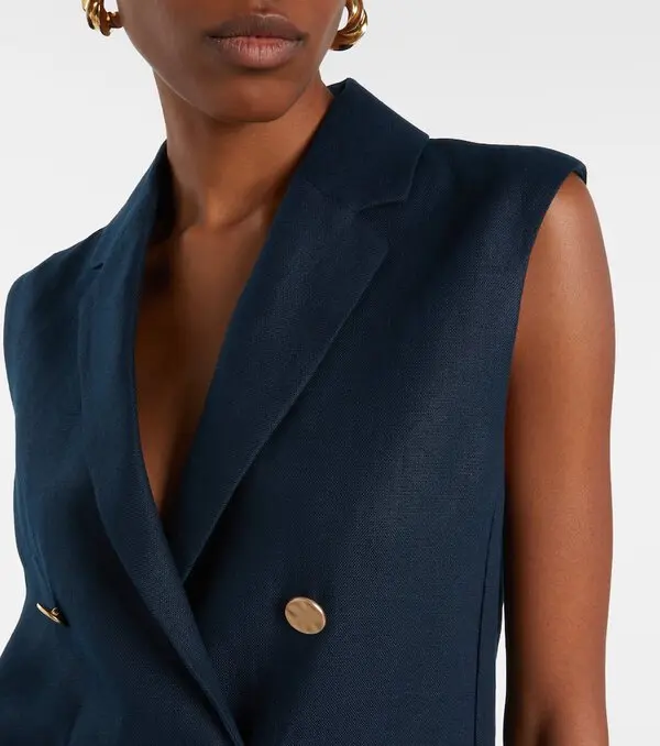 Max Mara Bird Linen Vest - Blue