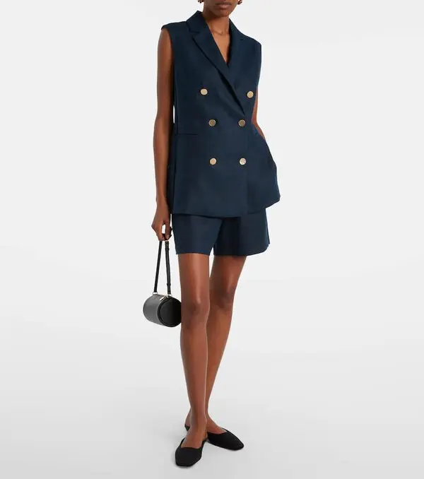 Max Mara Bird Linen Vest - Blue