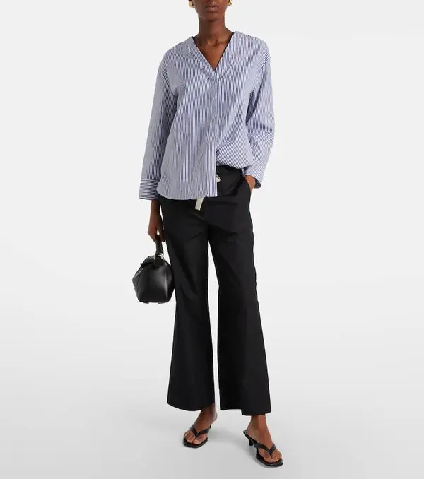 Max Mara Cotton Cropped Wide-leg Pants - Black