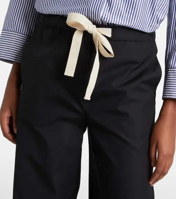 Max Mara Cotton Cropped Wide-leg Pants - Black